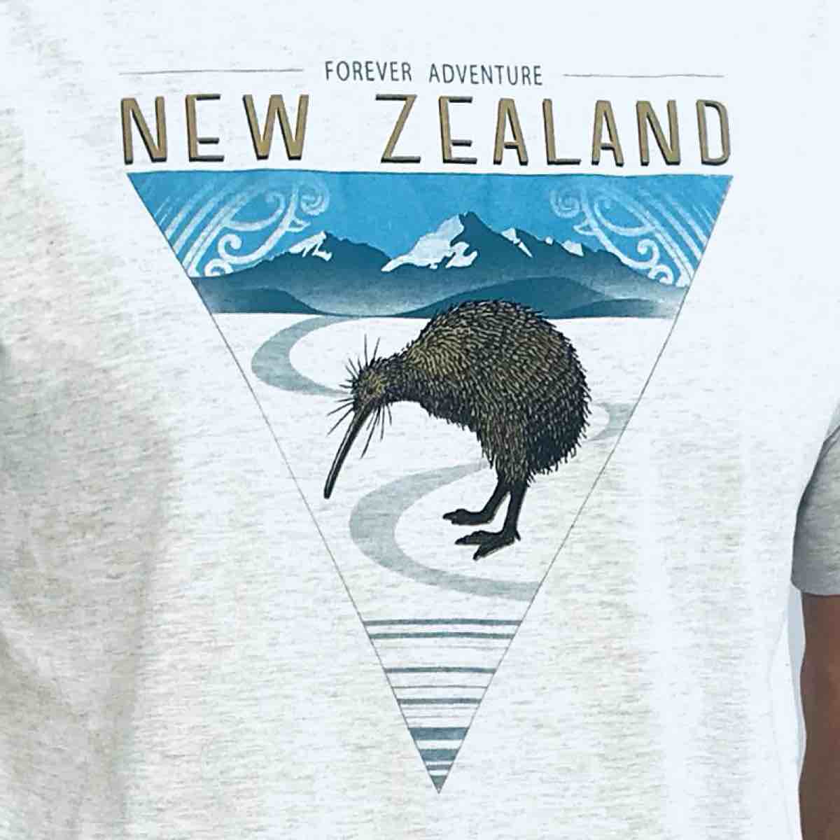 Mens New Zealand T Shirt - Kiwi and Mountains – Wild Kiwi